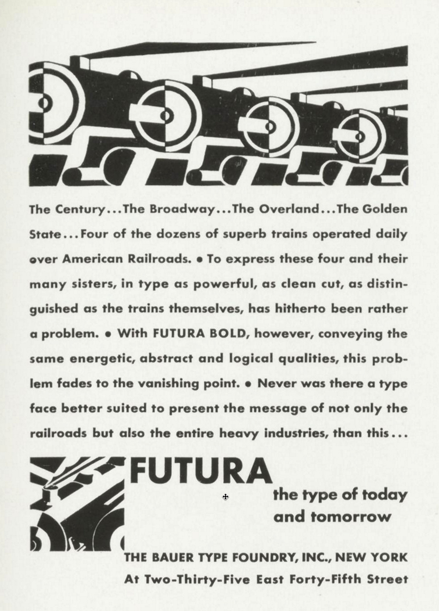 Futura Bold ad: “the type of today and tomorow” - Fonts In Use