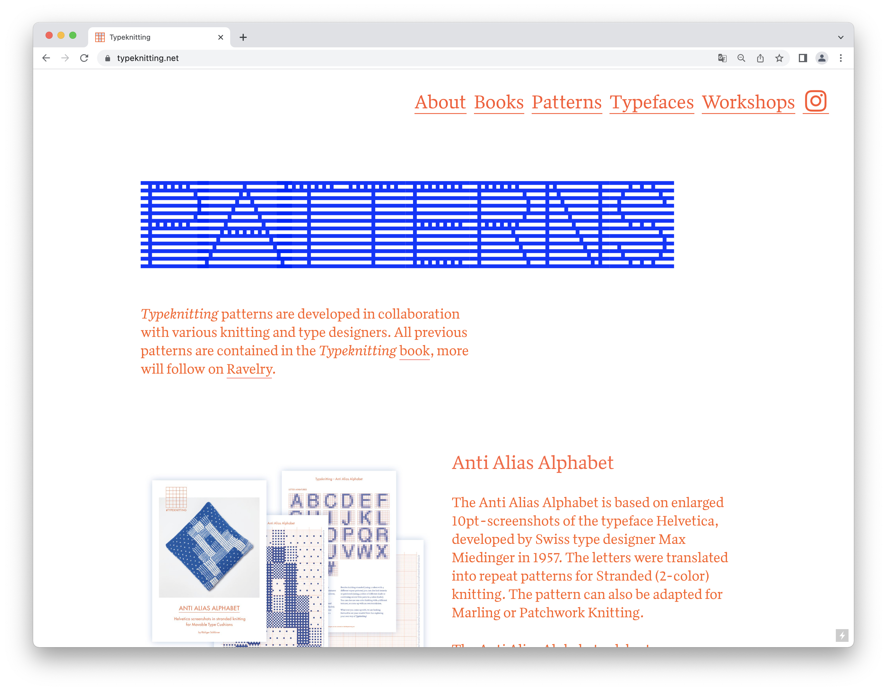 Typeknitting website - Fonts In Use