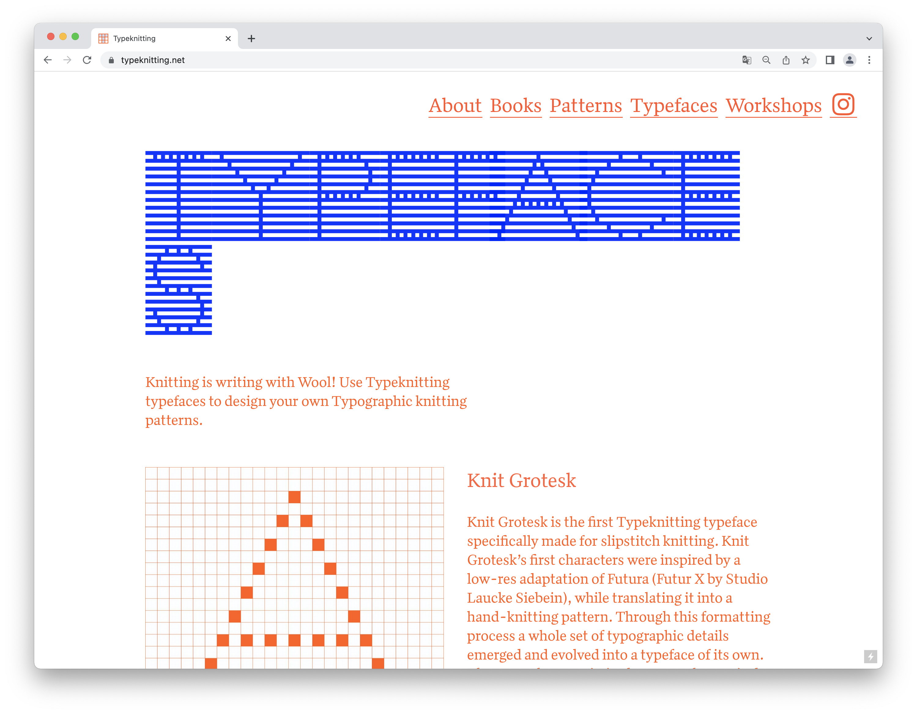 Typeknitting website - Fonts In Use