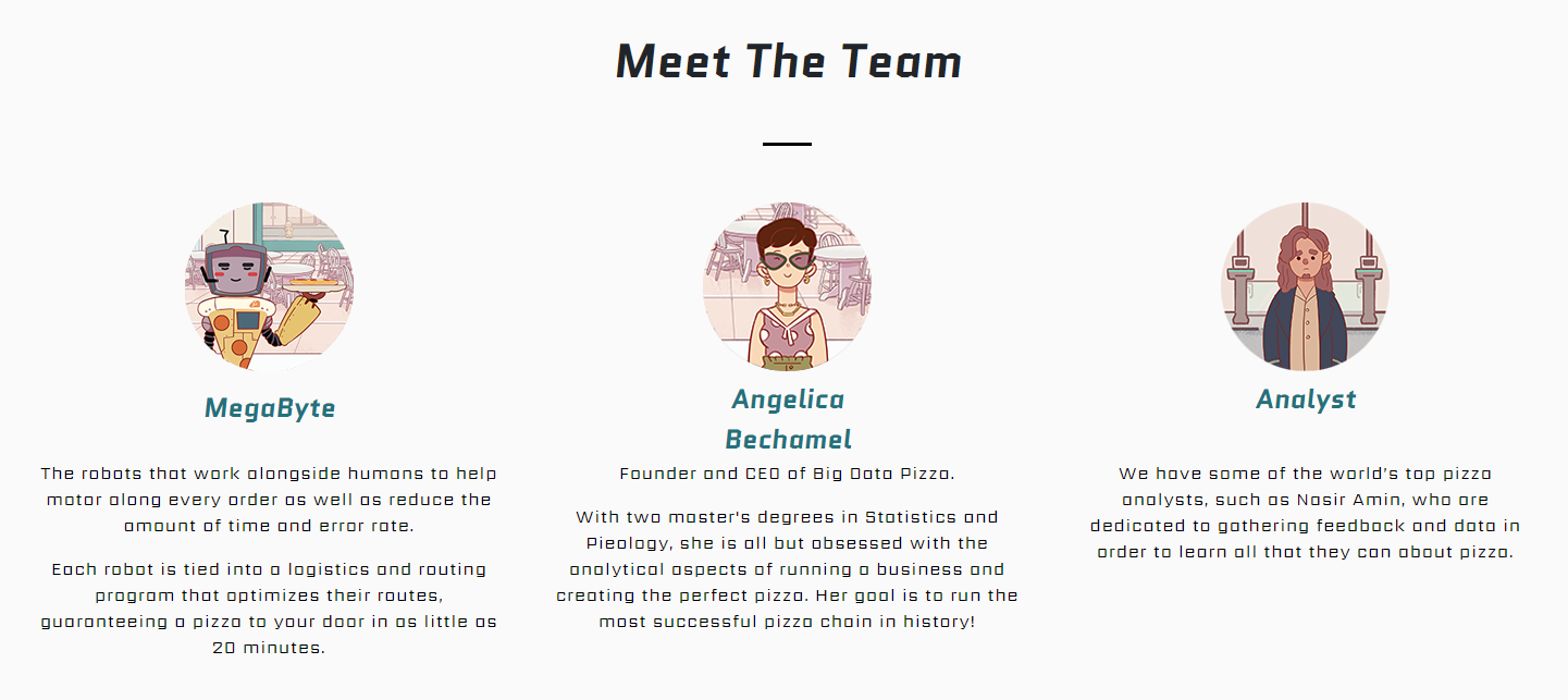 Big Data Pizza logo and website - Fonts In Use