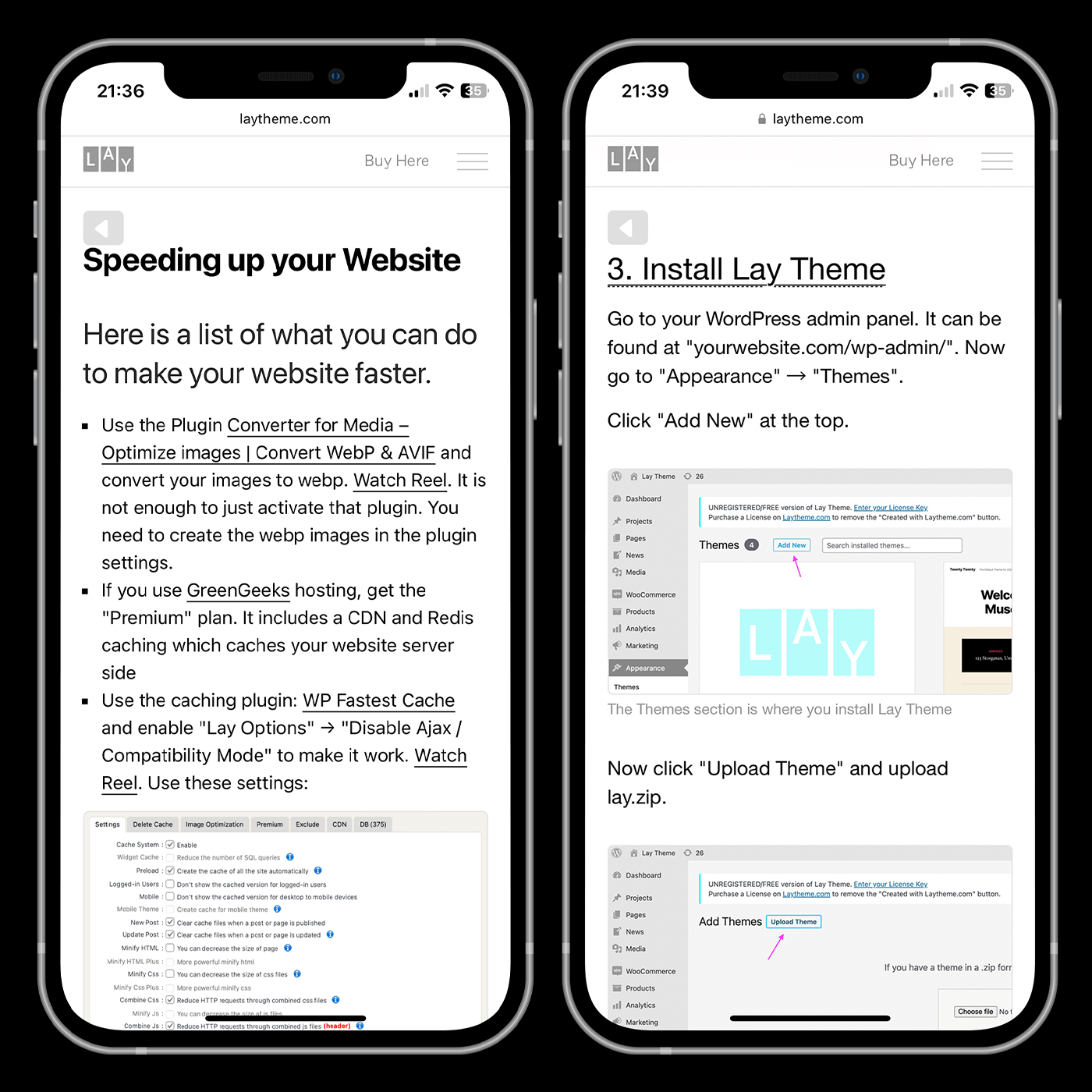 Lay Theme website - Fonts In Use