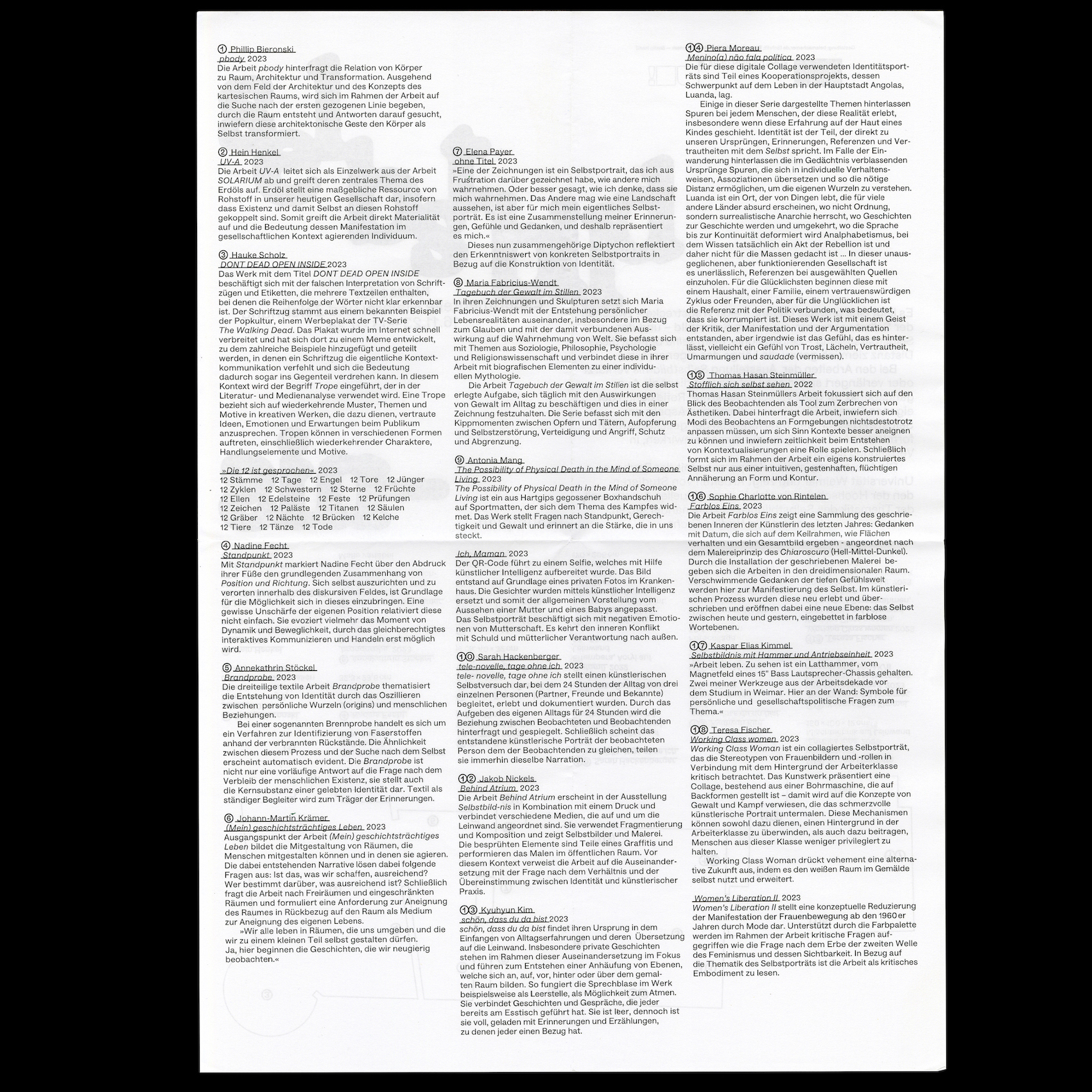 Selbstbild–nis - Fonts In Use