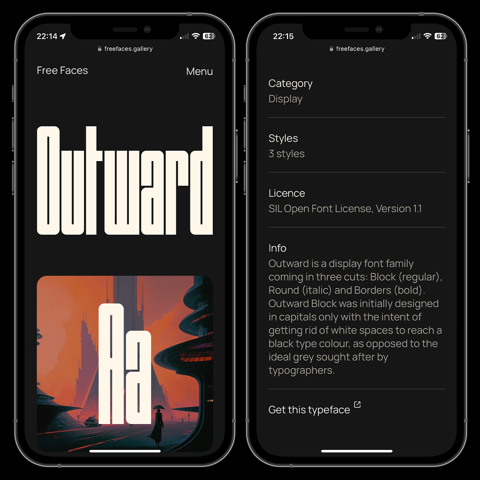 Free Faces website - Fonts In Use