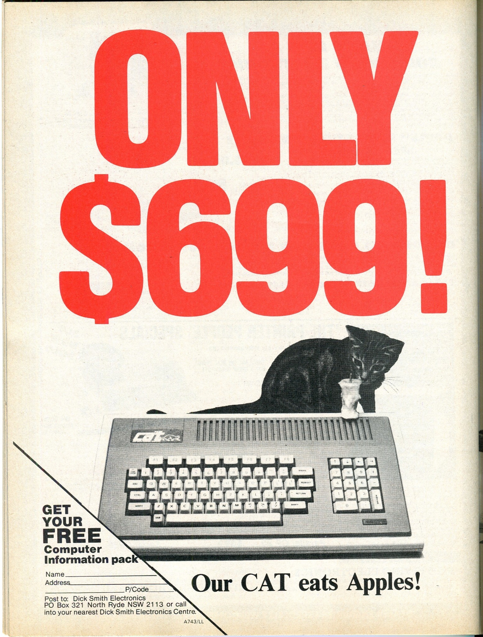 “Our CAT eats Apples!” Dick Smith CAT magazine ad - Fonts In Use