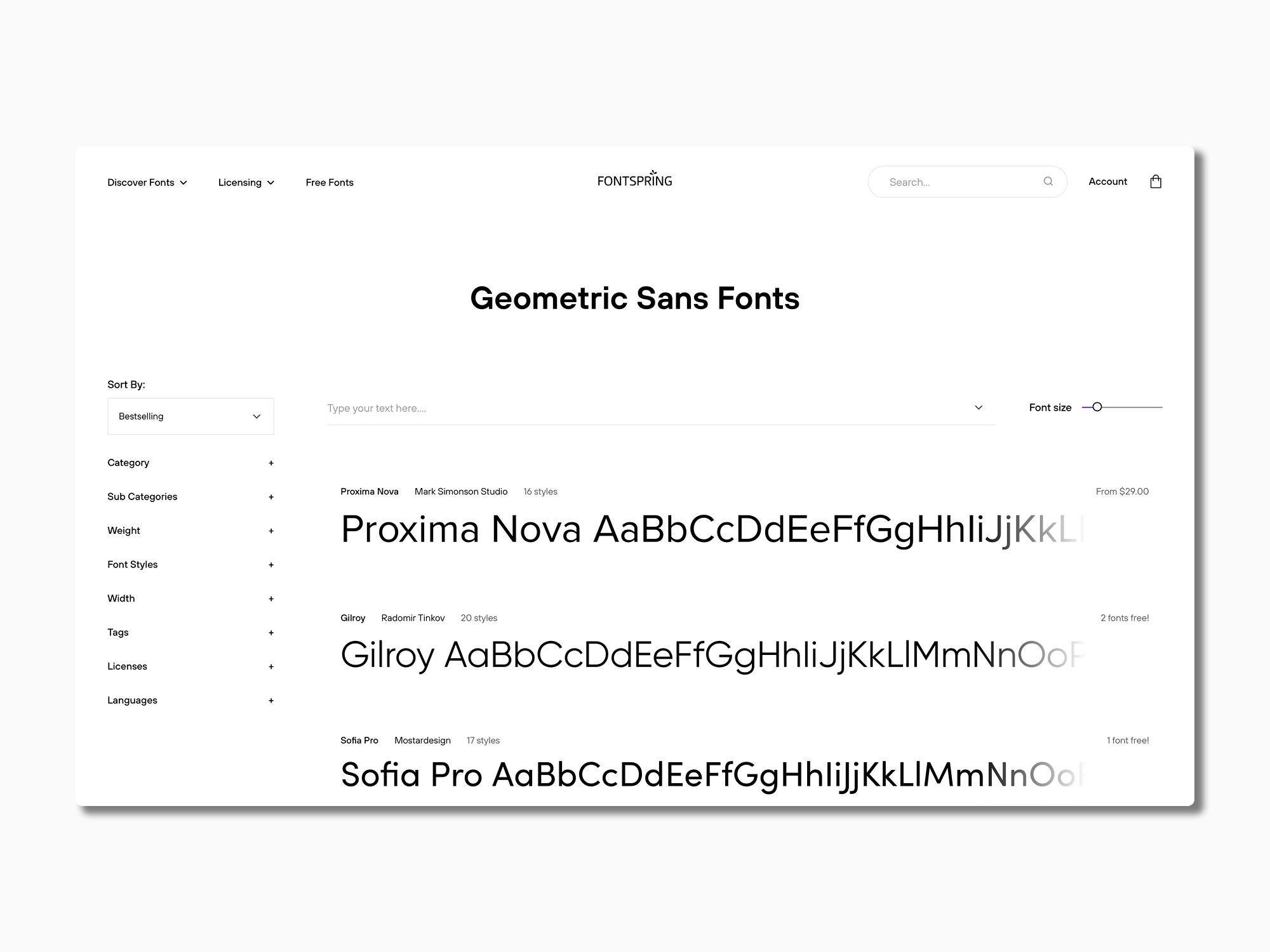 Fontspring website - Fonts In Use