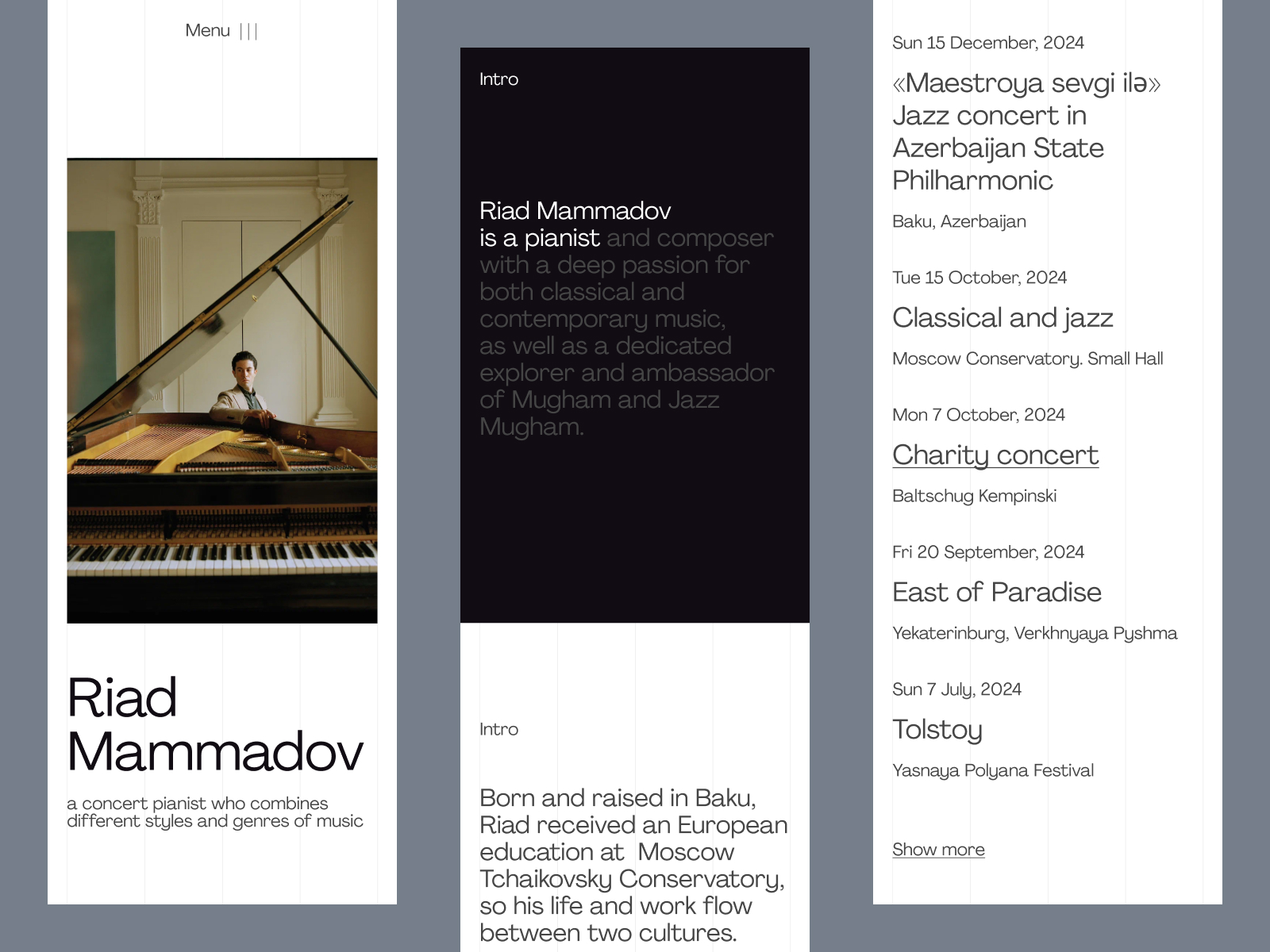 Riad Mammadov website - Fonts In Use