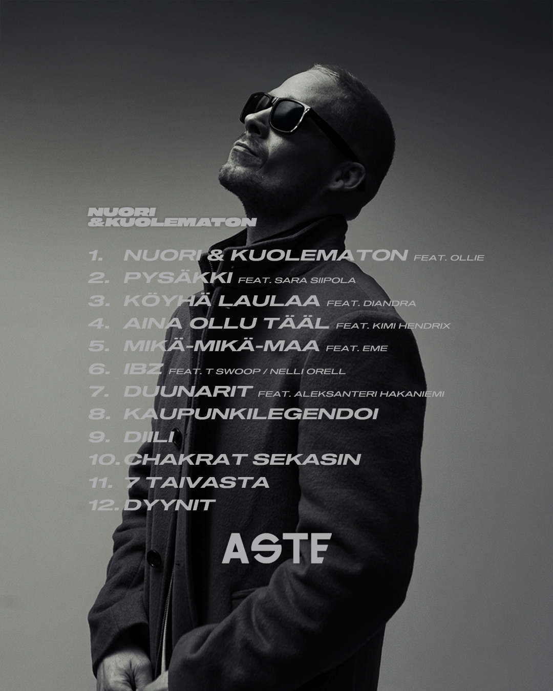 Aste – Nuori & Kuolematon album art and identity - Fonts In Use