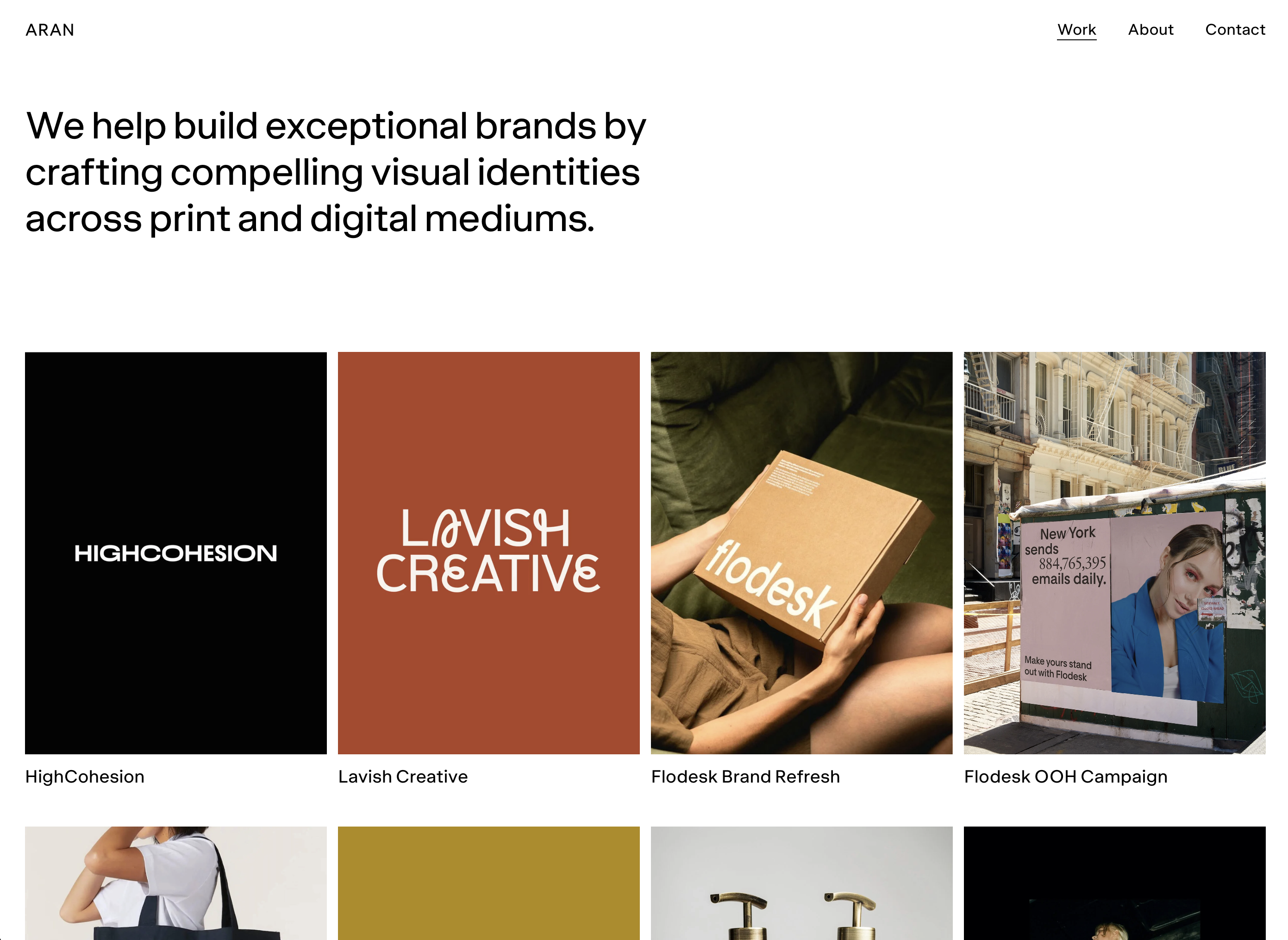 ARAN portfolio website - Fonts In Use